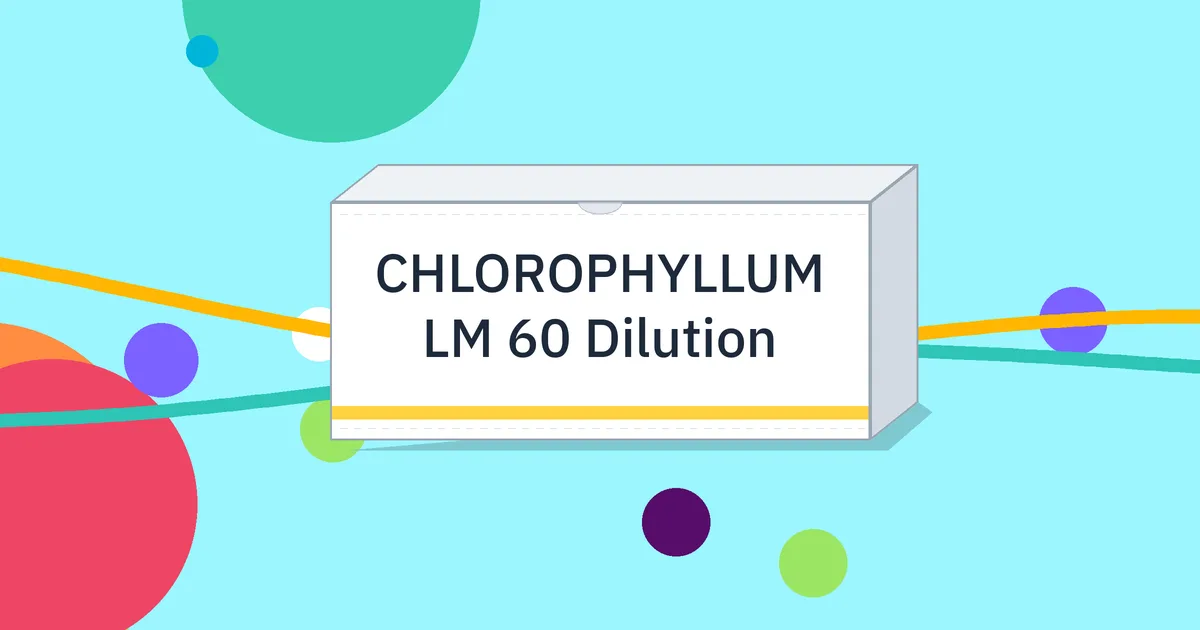Symbolbild: Packung mit der Aufschrift CHLOROPHYLLUM LM 60 Dilution (PZN 13445258) – Verfügbarkeit und Bezug in Apotheken in Frankfurt am Main