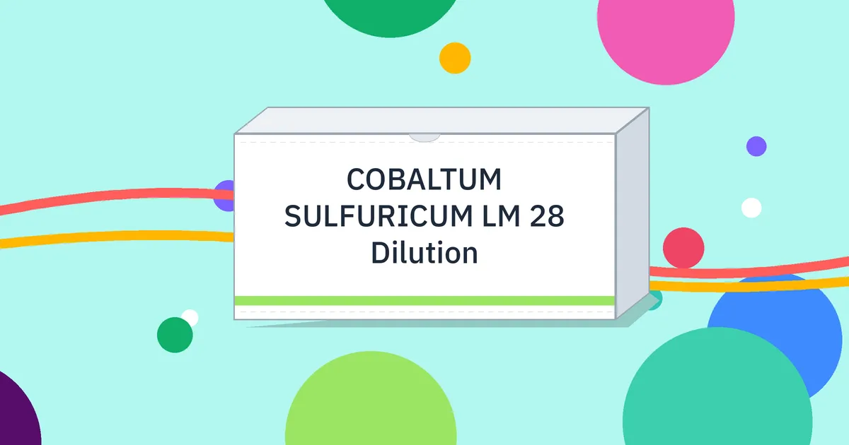 Symbolbild: Packung mit der Aufschrift COBALTUM SULFURICUM LM 28 Dilution (PZN 12824746) – Verfügbarkeit und Bezug in Apotheken in Frankfurt am Main