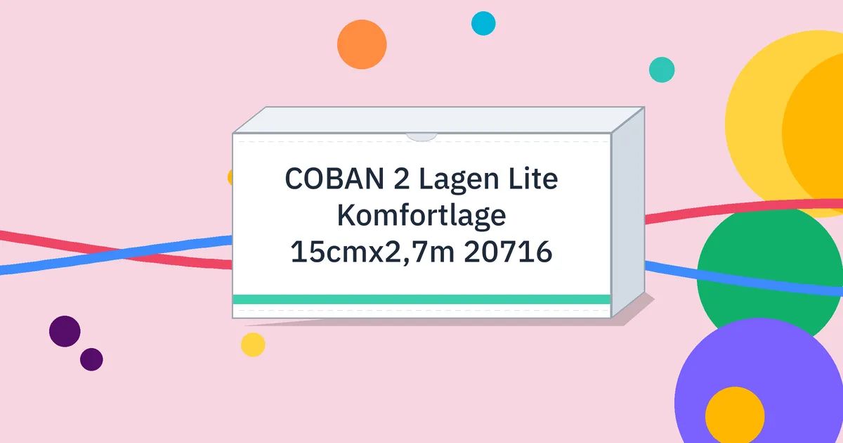 Symbolbild: Packung mit der Aufschrift COBAN 2 Lagen Lite Komfortlage 15cmx2,7m 20716 (PZN 07418300) – Verfügbarkeit und Bezug in Apotheken in Frankfurt am Main