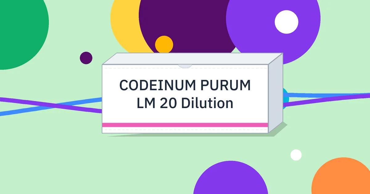 Symbolbild: Packung mit der Aufschrift CODEINUM PURUM LM 20 Dilution (PZN 12830528) – Verfügbarkeit und Bezug in Apotheken in Frankfurt am Main
