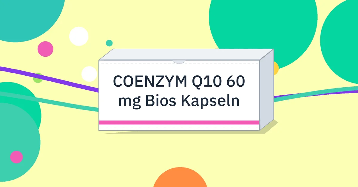Symbolbild: Packung mit der Aufschrift COENZYM Q10 60 mg Bios Kapseln (PZN 05034044) – Verfügbarkeit und Bezug in Apotheken in Frankfurt am Main