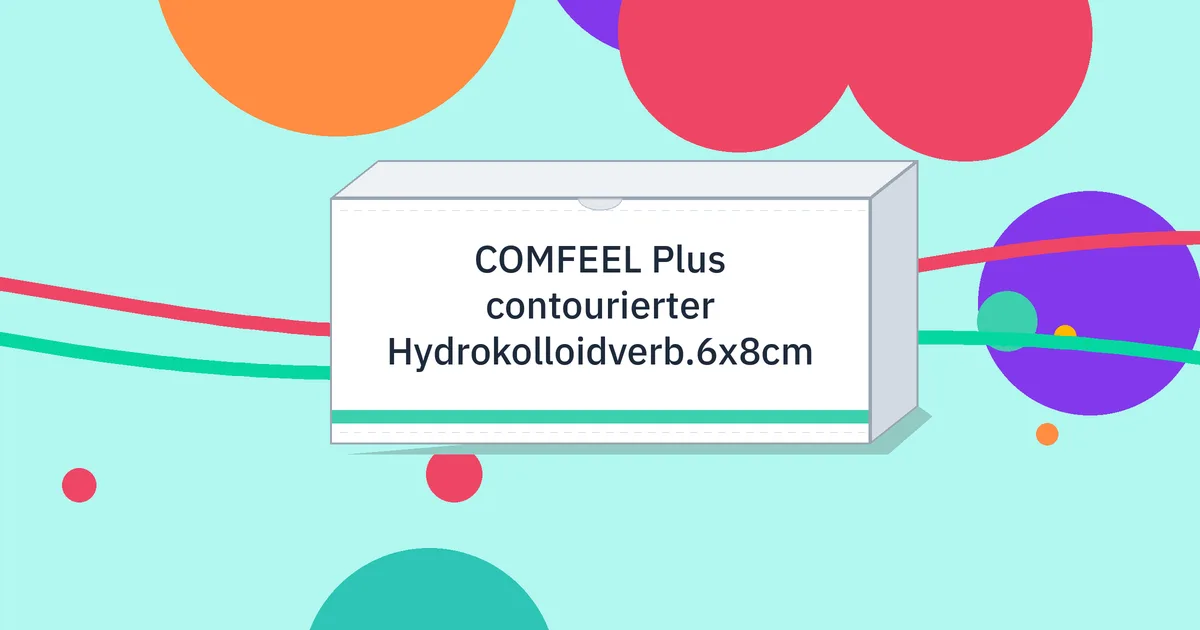 Symbolbild: Packung mit der Aufschrift COMFEEL Plus contourierter Hydrokolloidverb.6x8cm (PZN 20802629) – Verfügbarkeit und Bezug in Apotheken in Frankfurt am Main