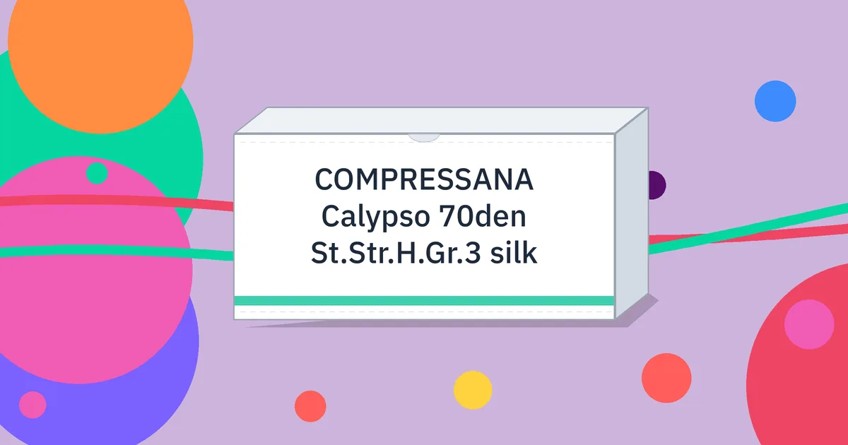 Symbolbild: Packung mit der Aufschrift COMPRESSANA Calypso 70den St.Str.H.Gr.3 silk (PZN 07718657) – Verfügbarkeit und Bezug in Apotheken in Frankfurt am Main