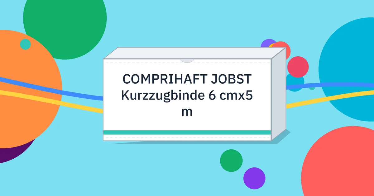Symbolbild: Packung mit der Aufschrift COMPRIHAFT JOBST Kurzzugbinde 6 cmx5 m (PZN 11294996) – Verfügbarkeit und Bezug in Apotheken in Frankfurt am Main