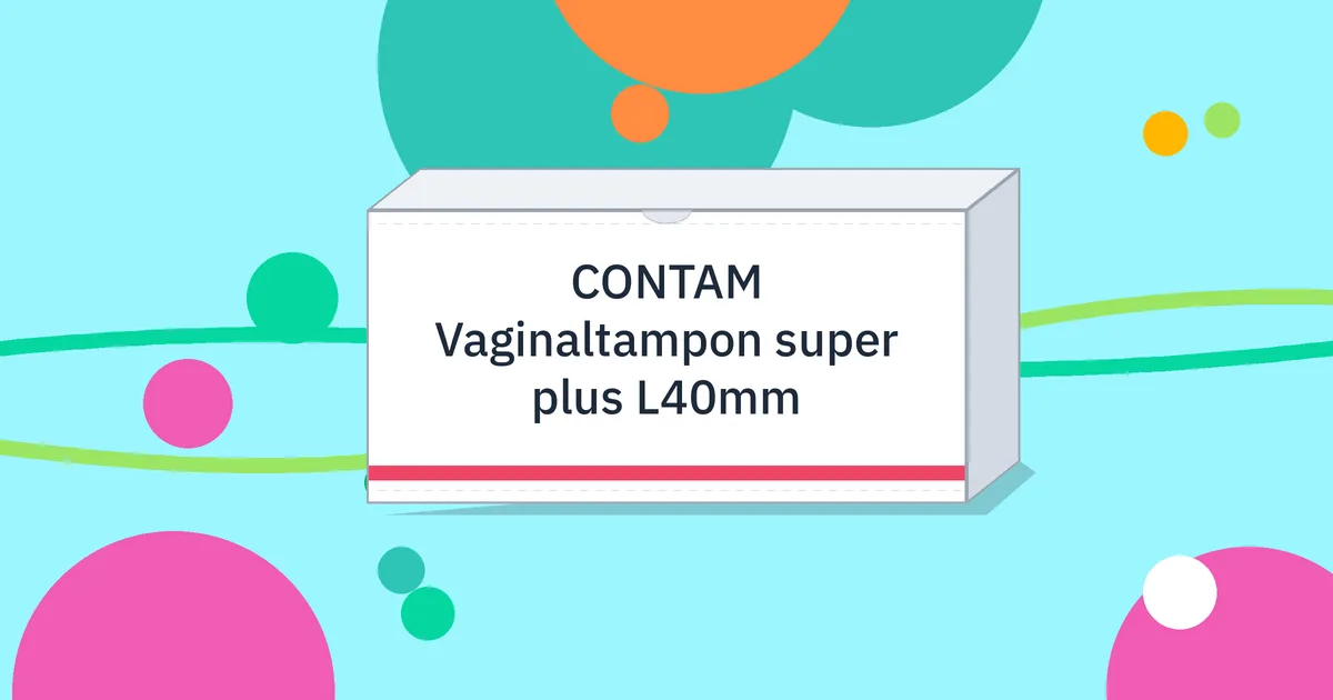 Symbolbild: Packung mit der Aufschrift CONTAM Vaginaltampon super plus L40mm (PZN 19278212) – Verfügbarkeit und Bezug in Apotheken in Frankfurt am Main