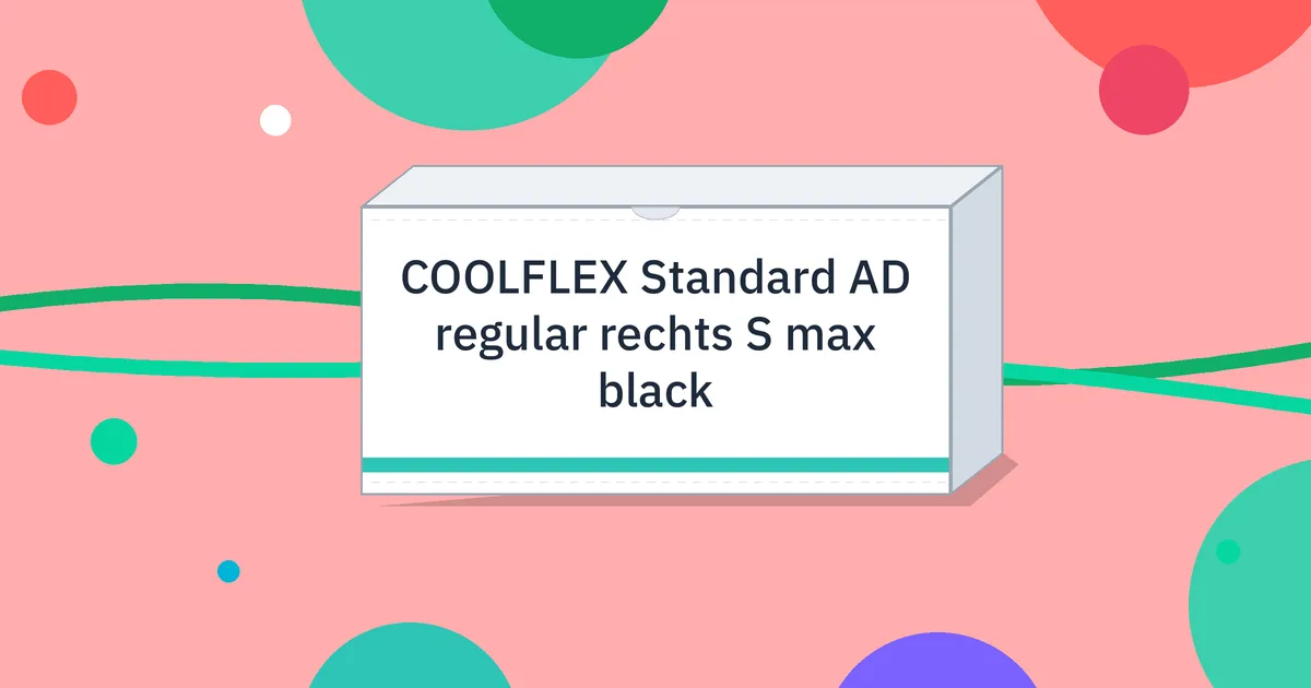 Symbolbild: Packung mit der Aufschrift COOLFLEX Standard AD regular rechts S max black (PZN 19535063) – Verfügbarkeit und Bezug in Apotheken in Frankfurt am Main