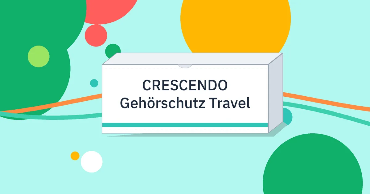 Symbolbild: Packung mit der Aufschrift CRESCENDO Gehörschutz Travel (PZN 18371607) – Verfügbarkeit und Bezug in Apotheken in Frankfurt am Main