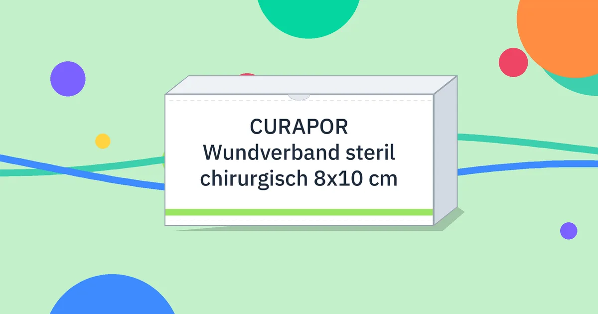 Symbolbild: Packung mit der Aufschrift CURAPOR Wundverband steril chirurgisch 8x10 cm (PZN 10757052) – Verfügbarkeit und Bezug in Apotheken in Frankfurt am Main