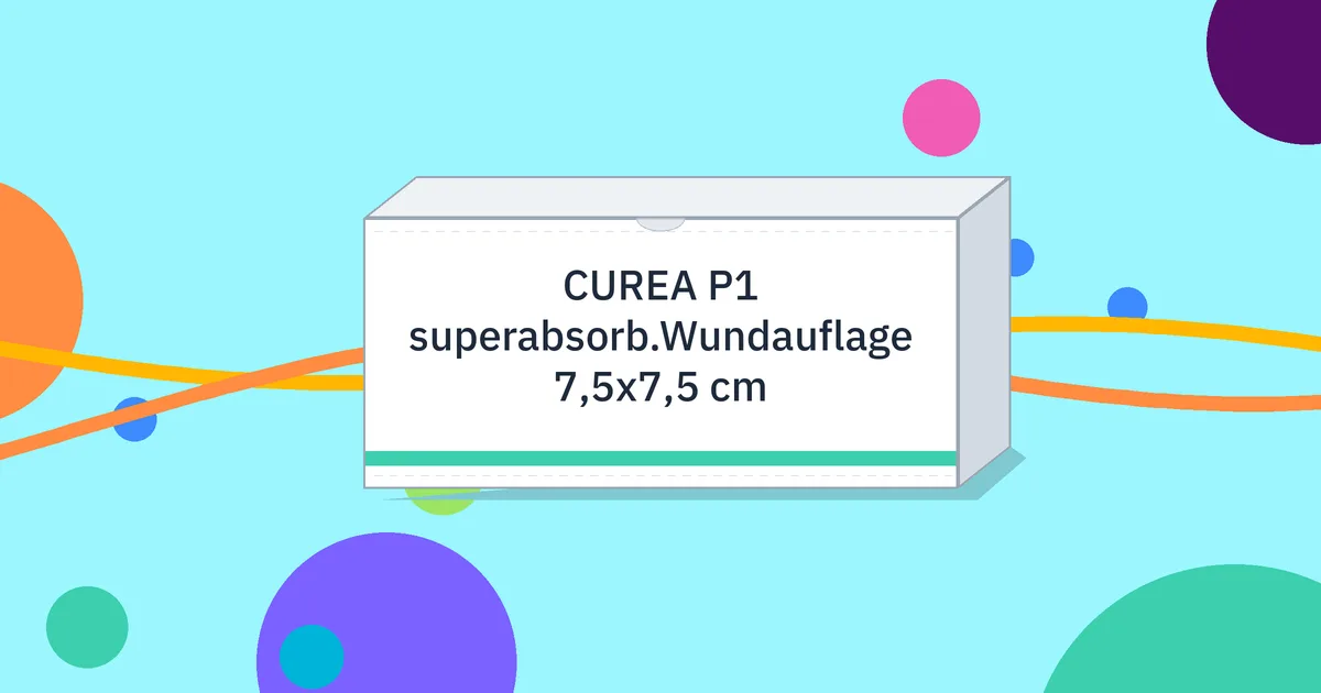 Symbolbild: Packung mit der Aufschrift CUREA P1 superabsorb.Wundauflage 7,5x7,5 cm (PZN 16005732) – Verfügbarkeit und Bezug in Apotheken in Frankfurt am Main