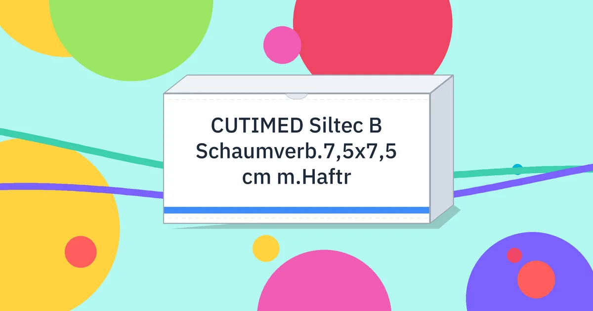Symbolbild: Packung mit der Aufschrift CUTIMED Siltec B Schaumverb.7,5x7,5 cm m.Haftr (PZN 17310957) – Verfügbarkeit und Bezug in Apotheken in Frankfurt am Main
