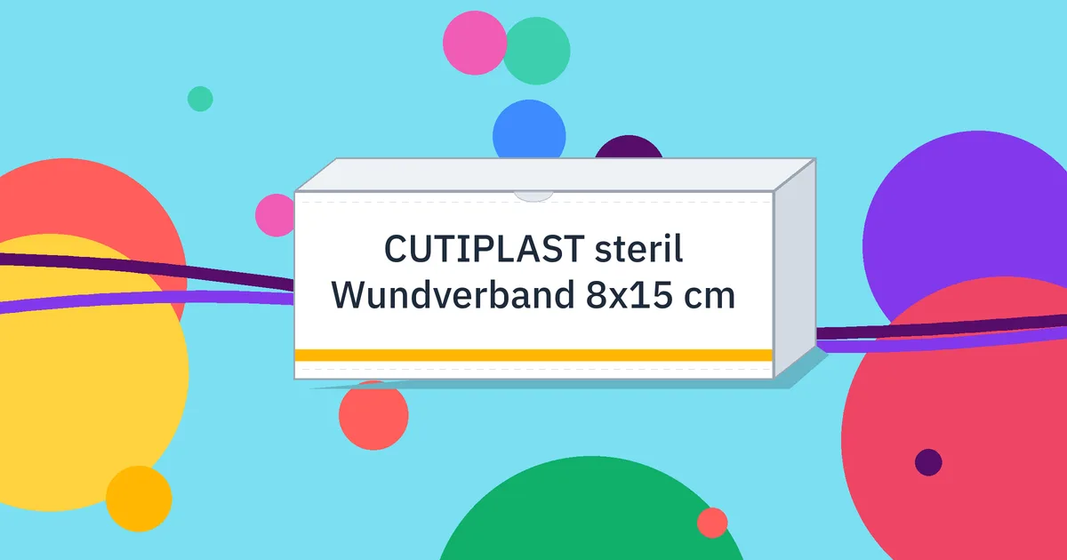 Symbolbild: Packung mit der Aufschrift CUTIPLAST steril Wundverband 8x15 cm (PZN 19533242) – Verfügbarkeit und Bezug in Apotheken in Frankfurt am Main