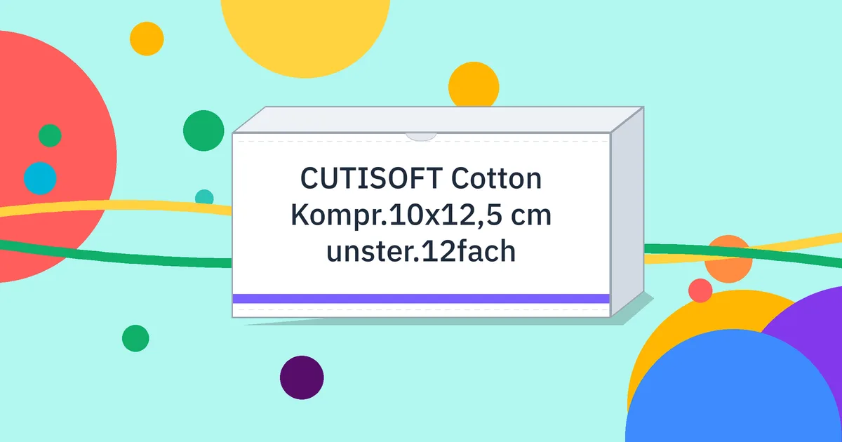 Symbolbild: Packung mit der Aufschrift CUTISOFT Cotton Kompr.10x12,5 cm unster.12fach (PZN 03896913) – Verfügbarkeit und Bezug in Apotheken in Frankfurt am Main