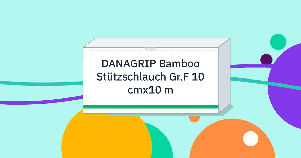 Symbolbild: Packung mit der Aufschrift DANAGRIP Bamboo Stützschlauch Gr.F 10 cmx10 m (PZN 20810824) – Verfügbarkeit und Bezug in Apotheken in Frankfurt am Main