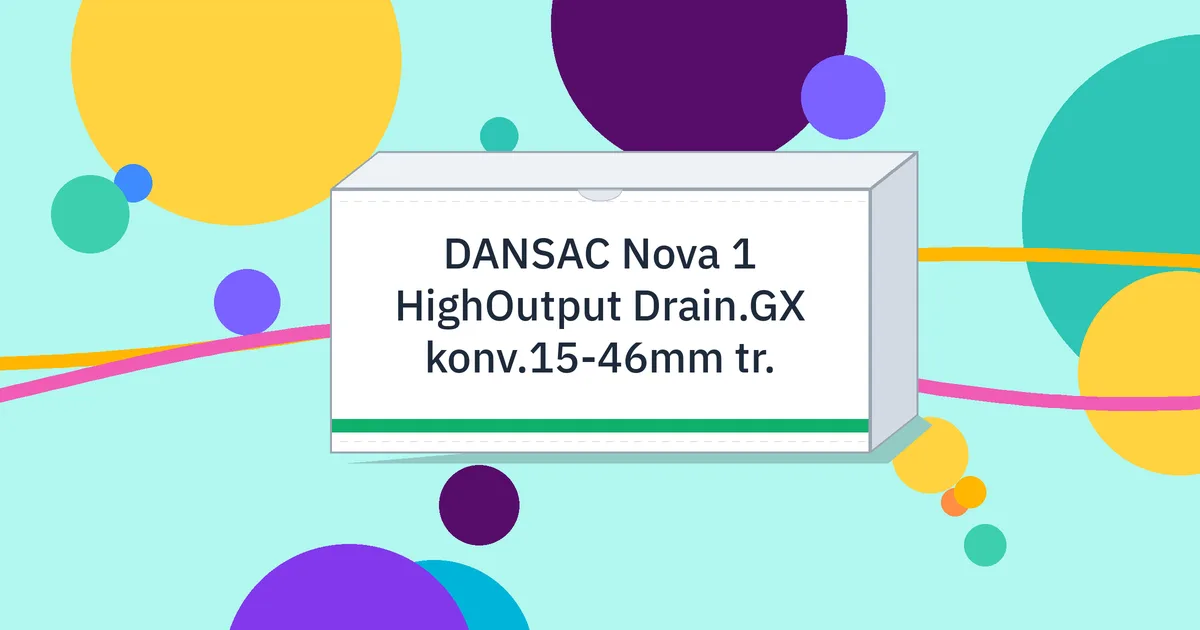 Symbolbild: Packung mit der Aufschrift DANSAC Nova 1 HighOutput Drain.GX konv.15-46mm tr. (PZN 12585282) – Verfügbarkeit und Bezug in Apotheken in Frankfurt am Main