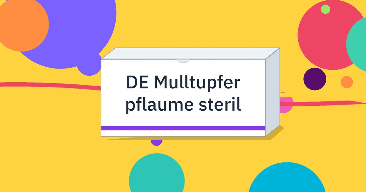 Symbolbild: Packung mit der Aufschrift DE Mulltupfer pflaume steril (PZN 03229513) – Verfügbarkeit und Bezug in Apotheken in Frankfurt am Main