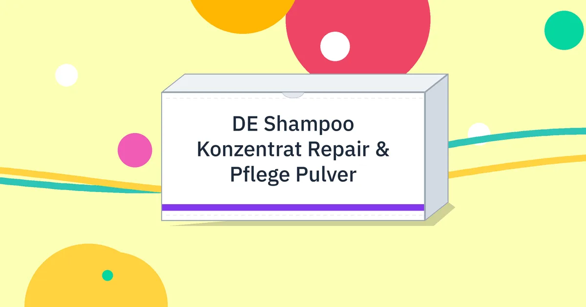 Symbolbild: Packung mit der Aufschrift DE Shampoo Konzentrat Repair & Pflege Pulver (PZN 17929734) – Verfügbarkeit und Bezug in Apotheken in Frankfurt am Main