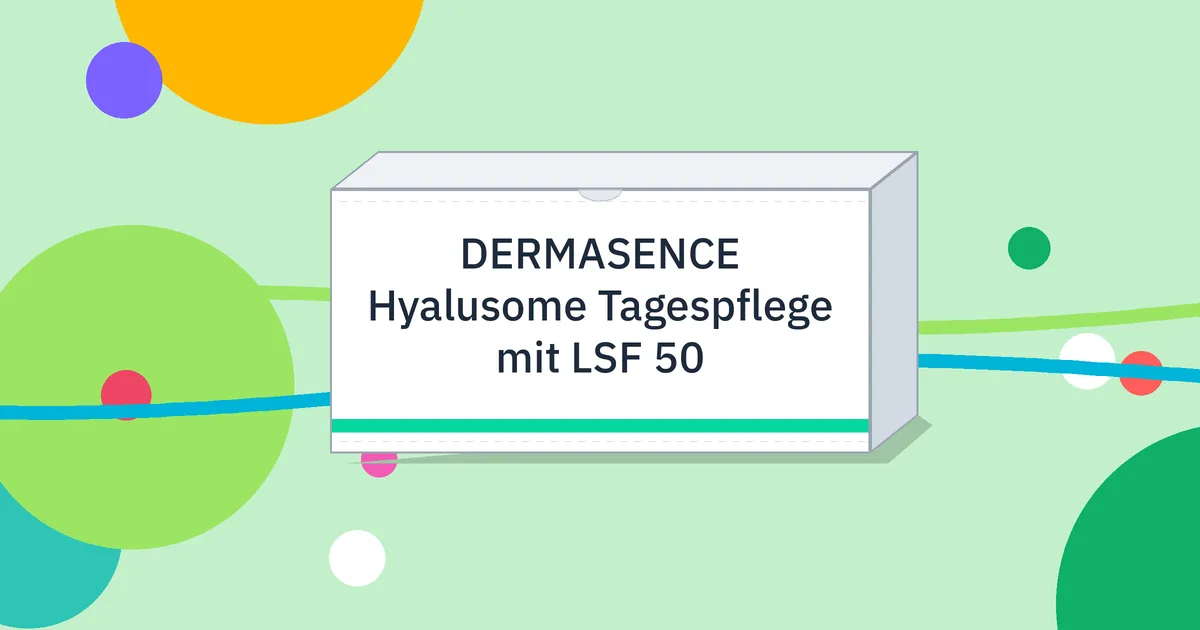 Symbolbild: Packung mit der Aufschrift DERMASENCE Hyalusome Tagespflege mit LSF 50 (PZN 16913079) – Verfügbarkeit und Bezug in Apotheken in Frankfurt am Main