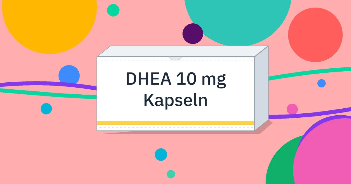 Symbolbild: Packung mit der Aufschrift DHEA 10 mg Kapseln (PZN 18787532) – Verfügbarkeit und Bezug in Apotheken in Frankfurt am Main