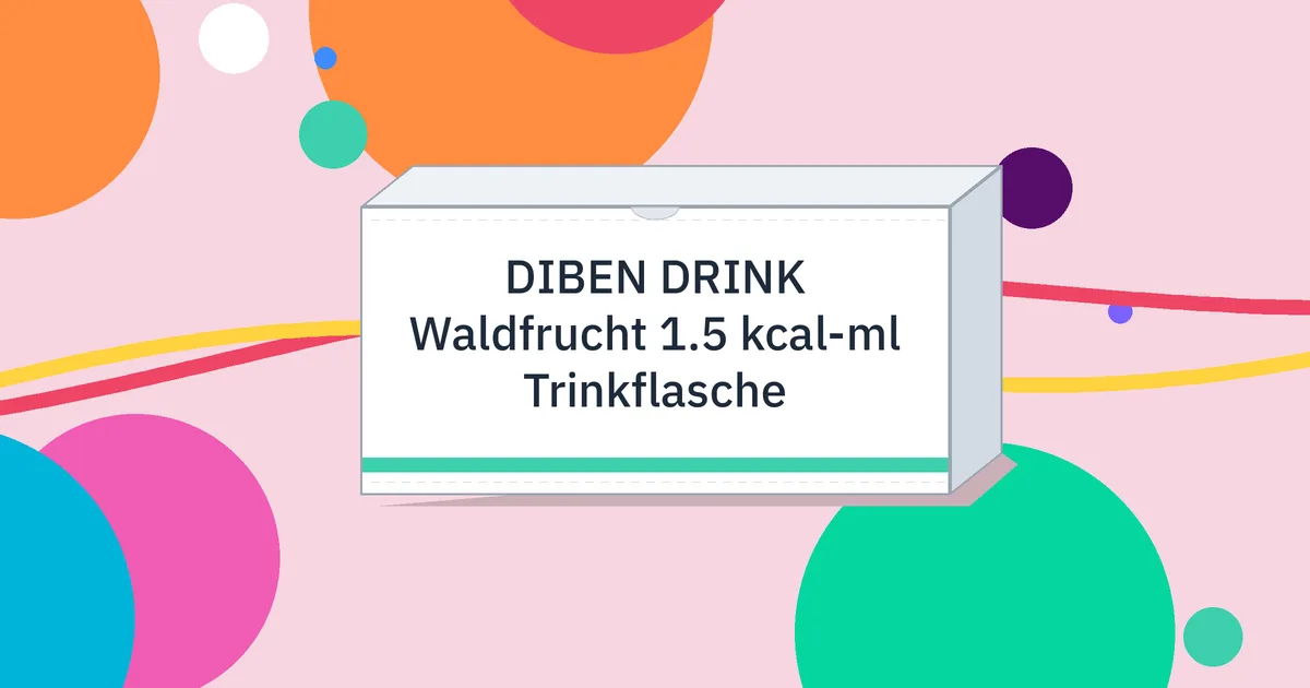 Symbolbild: Packung mit der Aufschrift DIBEN DRINK Waldfrucht 1.5 kcal-ml Trinkflasche (PZN 11847194) – Verfügbarkeit und Bezug in Apotheken in Frankfurt am Main