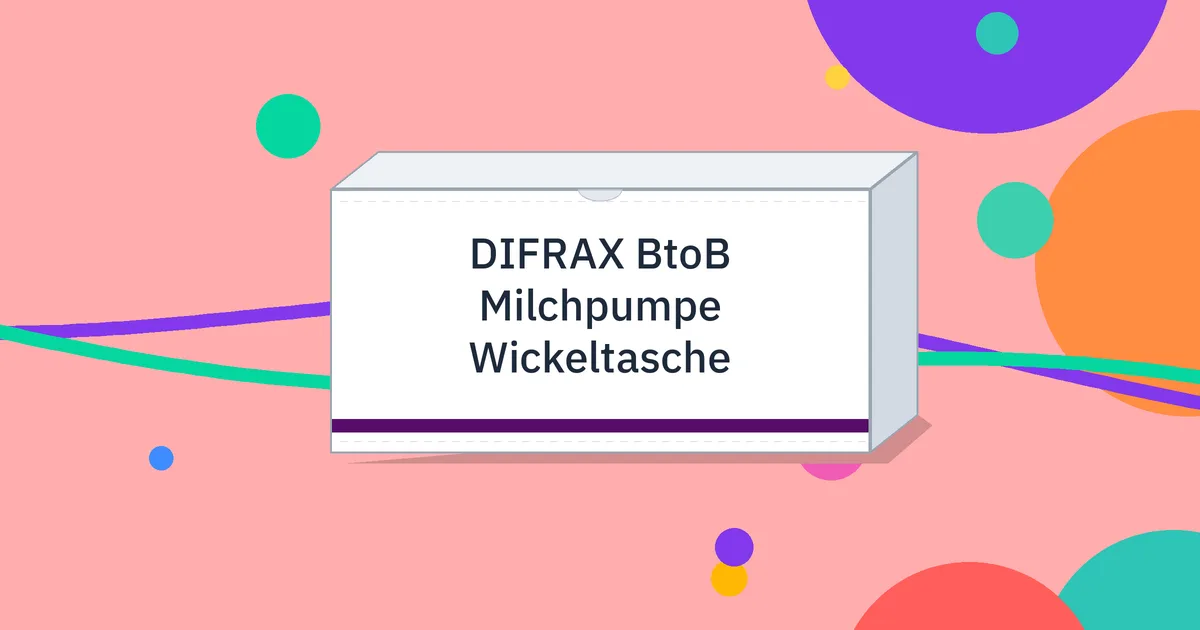 Symbolbild: Packung mit der Aufschrift DIFRAX BtoB Milchpumpe Wickeltasche (PZN 12518601) – Verfügbarkeit und Bezug in Apotheken in Frankfurt am Main