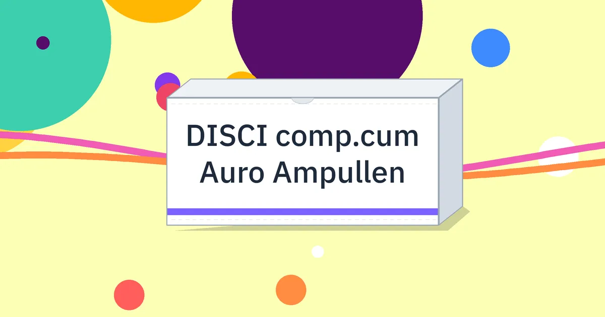 Symbolbild: Packung mit der Aufschrift DISCI comp.cum Auro Ampullen (PZN 01751323) – Verfügbarkeit und Bezug in Apotheken in Frankfurt am Main