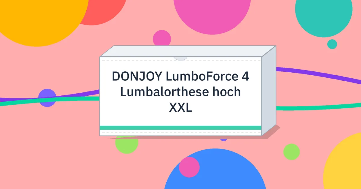 Symbolbild: Packung mit der Aufschrift DONJOY LumboForce 4 Lumbalorthese hoch XXL (PZN 19378149) – Verfügbarkeit und Bezug in Apotheken in Frankfurt am Main