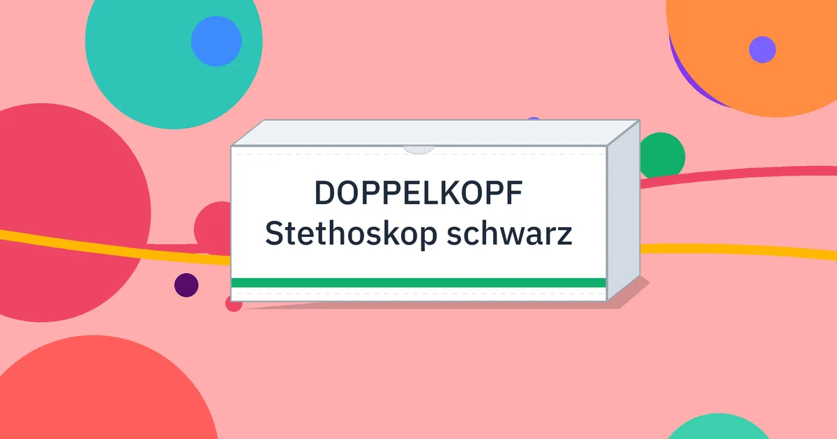 Symbolbild: Packung mit der Aufschrift DOPPELKOPF Stethoskop schwarz (PZN 14265423) – Verfügbarkeit und Bezug in Apotheken in Frankfurt am Main