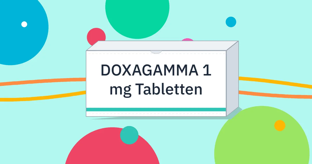 Symbolbild: Packung mit der Aufschrift DOXAGAMMA 1 mg Tabletten (PZN 00947277) – Verfügbarkeit und Bezug in Apotheken in Frankfurt am Main