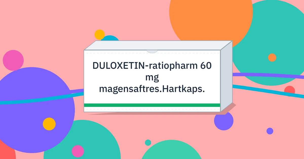 Symbolbild: Packung mit der Aufschrift DULOXETIN-ratiopharm 60 mg magensaftres.Hartkaps. (PZN 10531230) – Verfügbarkeit und Bezug in Apotheken in Frankfurt am Main