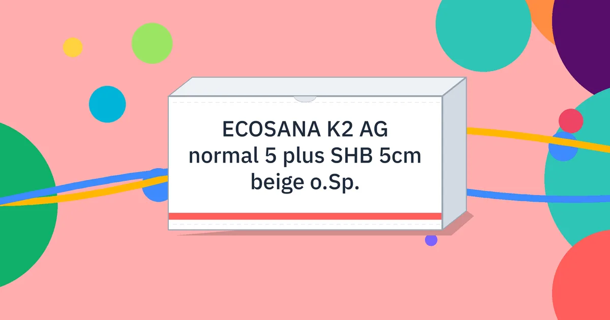 Symbolbild: Packung mit der Aufschrift ECOSANA K2 AG normal 5 plus SHB 5cm beige o.Sp. (PZN 01466640) – Verfügbarkeit und Bezug in Apotheken in Frankfurt am Main