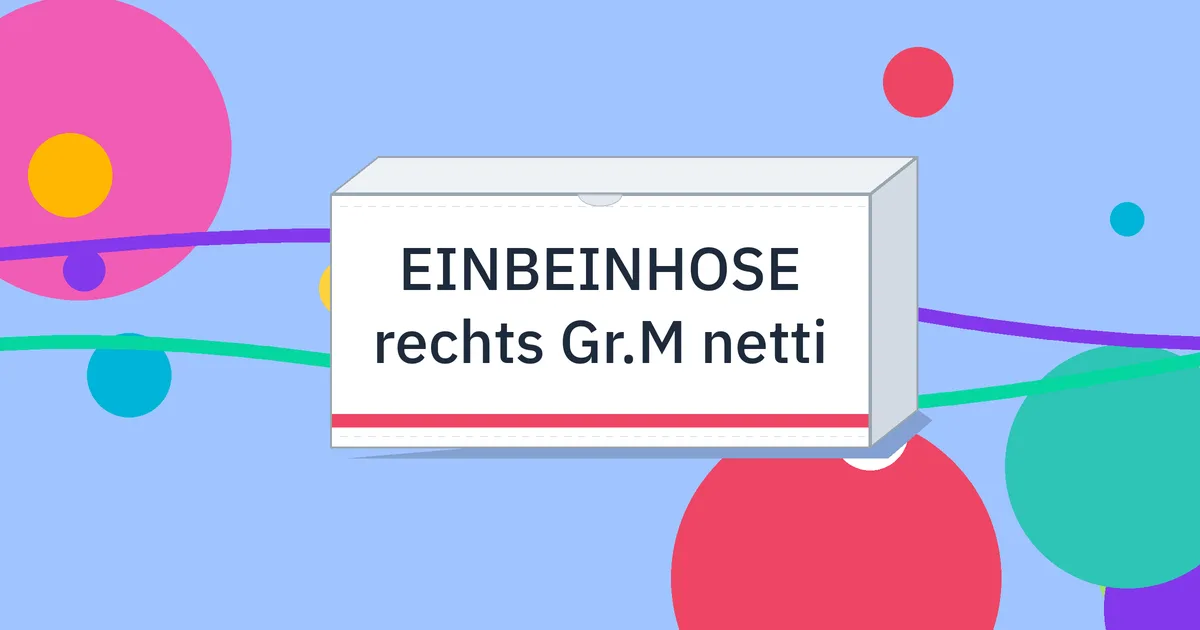 Symbolbild: Packung mit der Aufschrift EINBEINHOSE rechts Gr.M netti (PZN 09265585) – Verfügbarkeit und Bezug in Apotheken in Frankfurt am Main