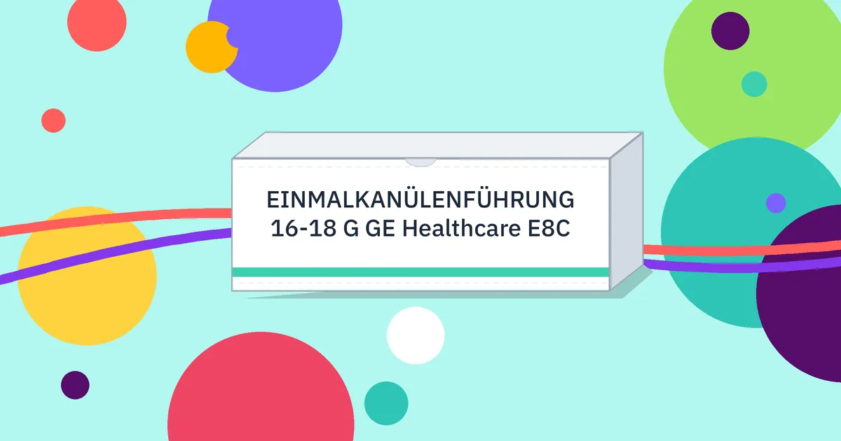 Symbolbild: Packung mit der Aufschrift EINMALKANÜLENFÜHRUNG 16-18 G GE Healthcare E8C (PZN 20288753) – Verfügbarkeit und Bezug in Apotheken in Frankfurt am Main