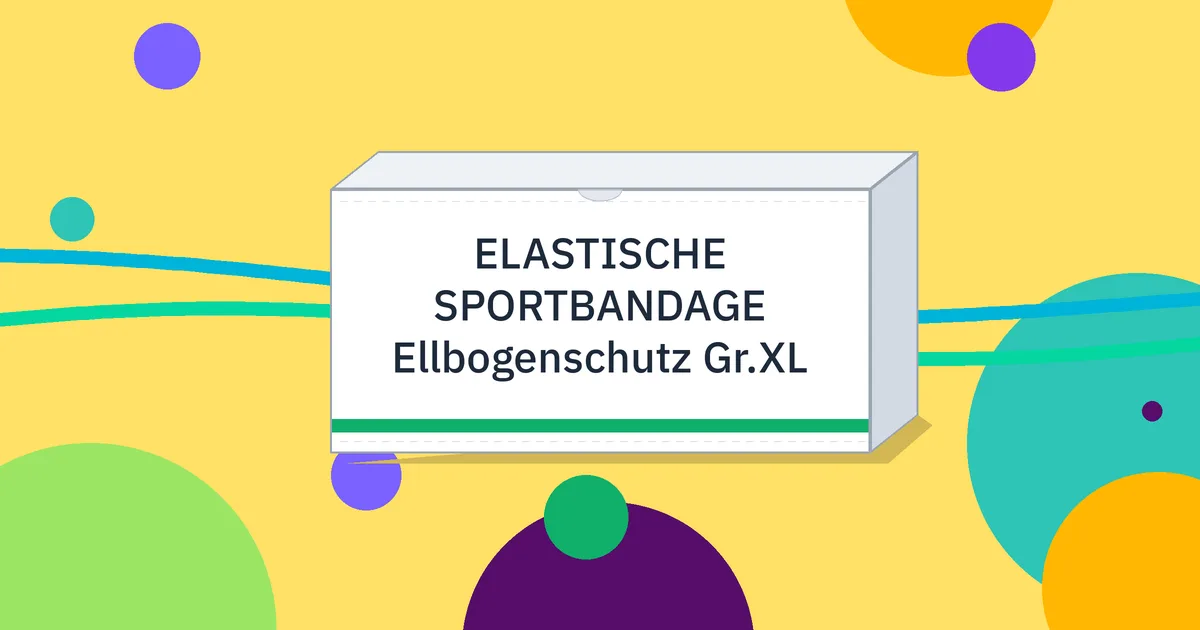 Symbolbild: Packung mit der Aufschrift ELASTISCHE SPORTBANDAGE Ellbogenschutz Gr.XL (PZN 15249521) – Verfügbarkeit und Bezug in Apotheken in Frankfurt am Main
