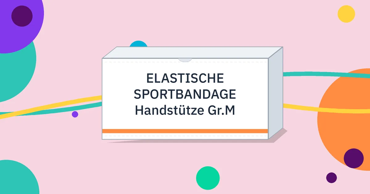 Symbolbild: Packung mit der Aufschrift ELASTISCHE SPORTBANDAGE Handstütze Gr.M (PZN 15249544) – Verfügbarkeit und Bezug in Apotheken in Frankfurt am Main
