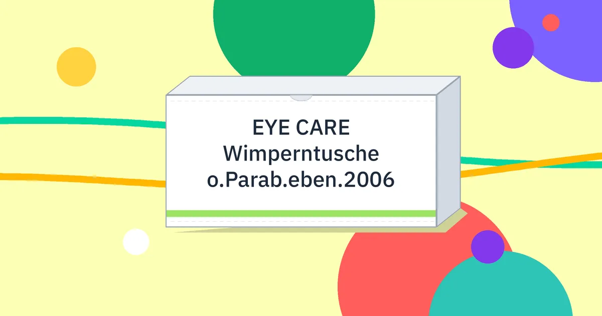 Symbolbild: Packung mit der Aufschrift EYE CARE Wimperntusche o.Parab.eben.2006 (PZN 01102837) – Verfügbarkeit und Bezug in Apotheken in Frankfurt am Main