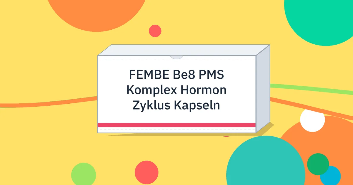 Symbolbild: Packung mit der Aufschrift FEMBE Be8 PMS Komplex Hormon Zyklus Kapseln (PZN 19973886) – Verfügbarkeit und Bezug in Apotheken in Frankfurt am Main