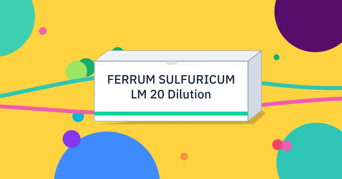 Symbolbild: Packung mit der Aufschrift FERRUM SULFURICUM LM 20 Dilution (PZN 12853593) – Verfügbarkeit und Bezug in Apotheken in Frankfurt am Main