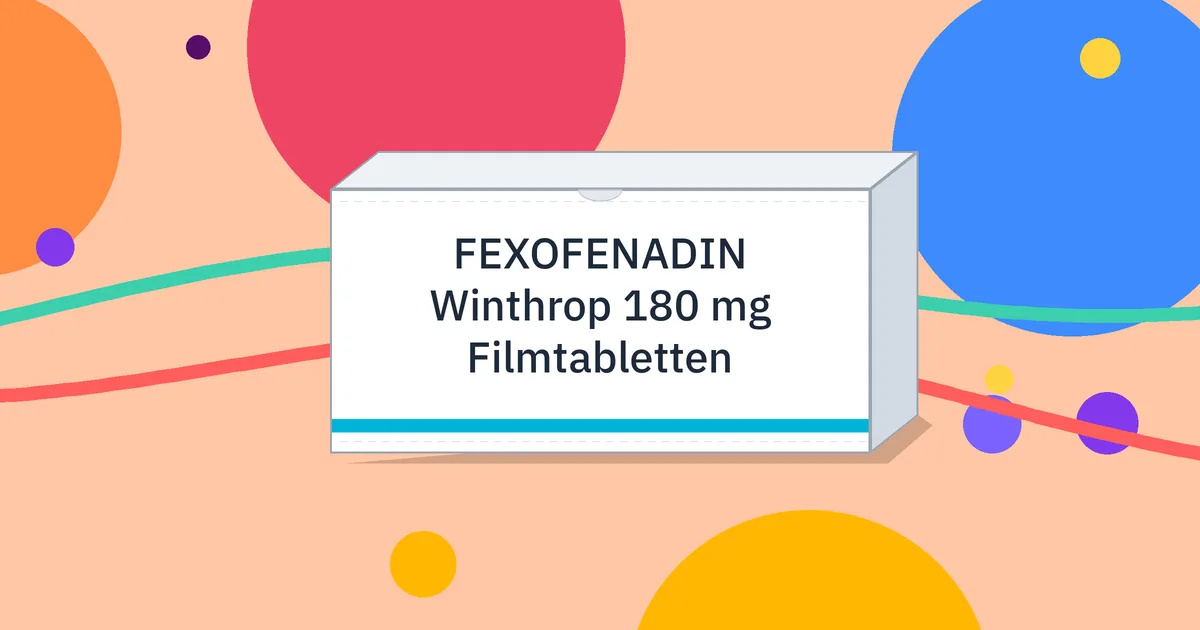 Symbolbild: Packung mit der Aufschrift FEXOFENADIN Winthrop 180 mg Filmtabletten (PZN 00054065) – Verfügbarkeit und Bezug in Apotheken in Frankfurt am Main
