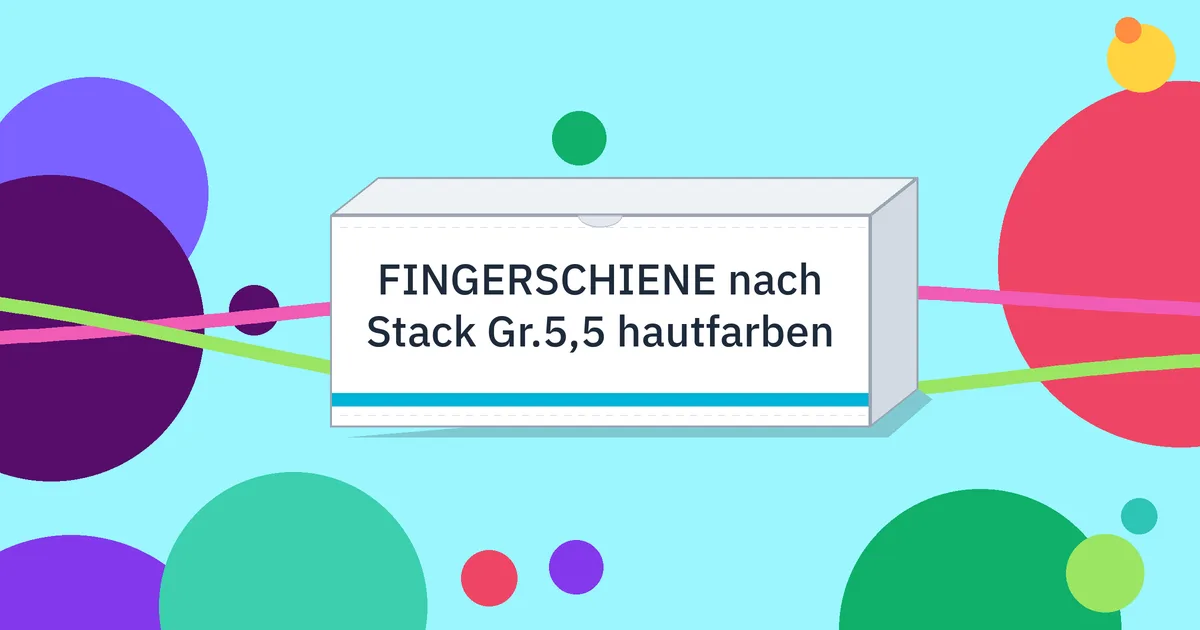 Symbolbild: Packung mit der Aufschrift FINGERSCHIENE nach Stack Gr.5,5 hautfarben (PZN 20401362) – Verfügbarkeit und Bezug in Apotheken in Frankfurt am Main
