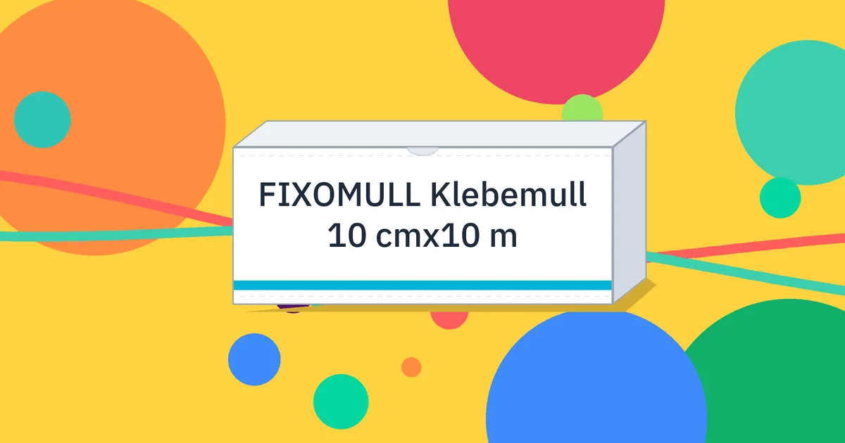 Symbolbild: Packung mit der Aufschrift FIXOMULL Klebemull 10 cmx10 m (PZN 04498511) – Verfügbarkeit und Bezug in Apotheken in Frankfurt am Main