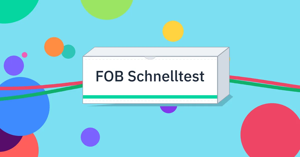 Symbolbild: Packung mit der Aufschrift FOB Schnelltest (PZN 01139183) – Verfügbarkeit und Bezug in Apotheken in Frankfurt am Main