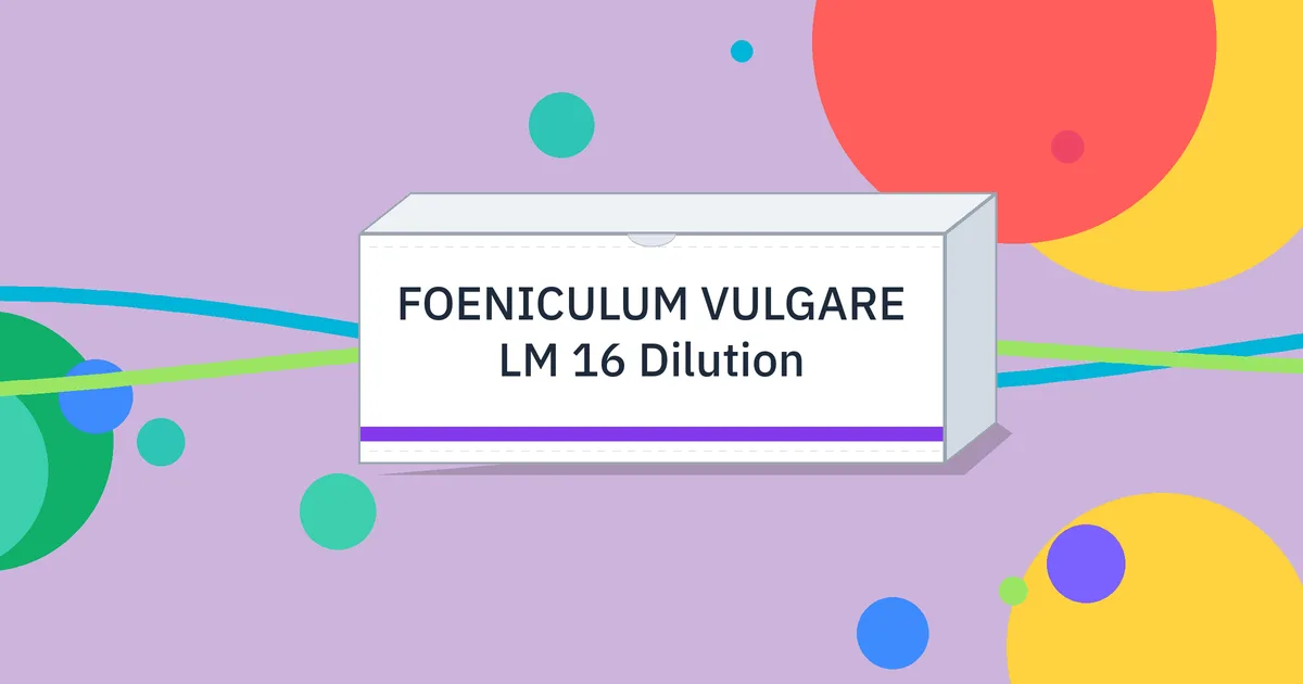 Symbolbild: Packung mit der Aufschrift FOENICULUM VULGARE LM 16 Dilution (PZN 13489764) – Verfügbarkeit und Bezug in Apotheken in Frankfurt am Main