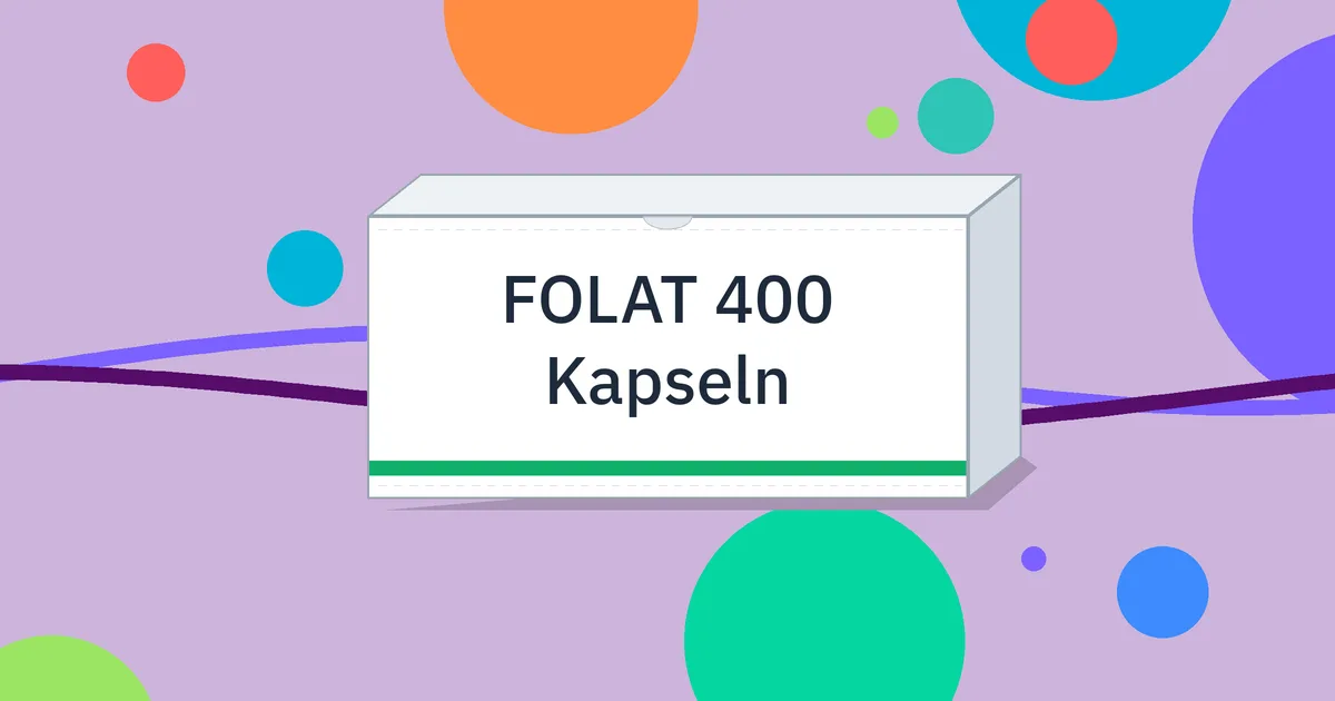 Symbolbild: Packung mit der Aufschrift FOLAT 400 Kapseln (PZN 14353044) – Verfügbarkeit und Bezug in Apotheken in Frankfurt am Main