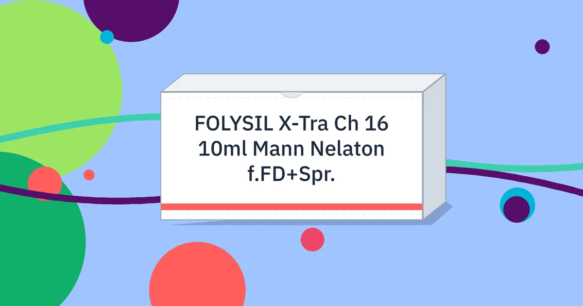 Symbolbild: Packung mit der Aufschrift FOLYSIL X-Tra Ch 16 10ml Mann Nelaton f.FD+Spr. (PZN 17998445) – Verfügbarkeit und Bezug in Apotheken in Frankfurt am Main