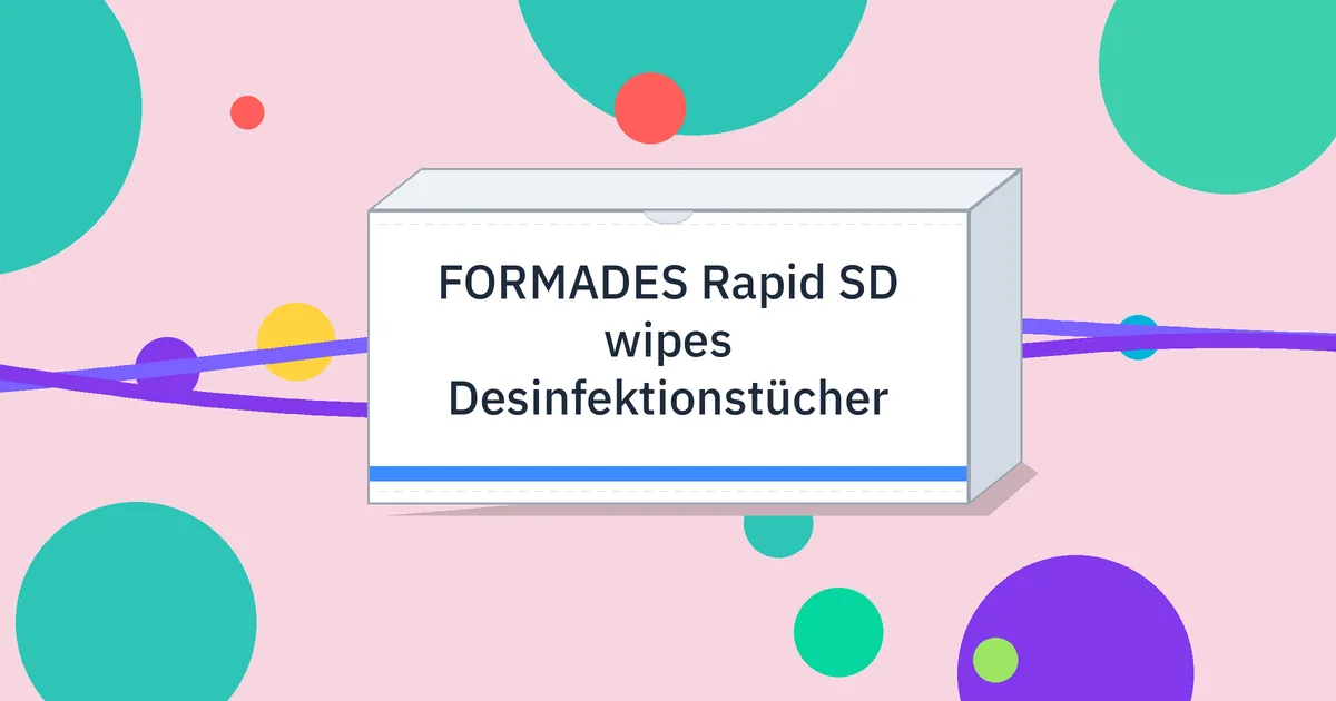 Symbolbild: Packung mit der Aufschrift FORMADES Rapid SD wipes Desinfektionstücher (PZN 19801487) – Verfügbarkeit und Bezug in Apotheken in Frankfurt am Main