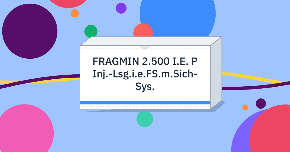 Symbolbild: Packung mit der Aufschrift FRAGMIN 2.500 I.E. P Inj.-Lsg.i.e.FS.m.Sich-Sys. (PZN 09694599) – Verfügbarkeit und Bezug in Apotheken in Frankfurt am Main