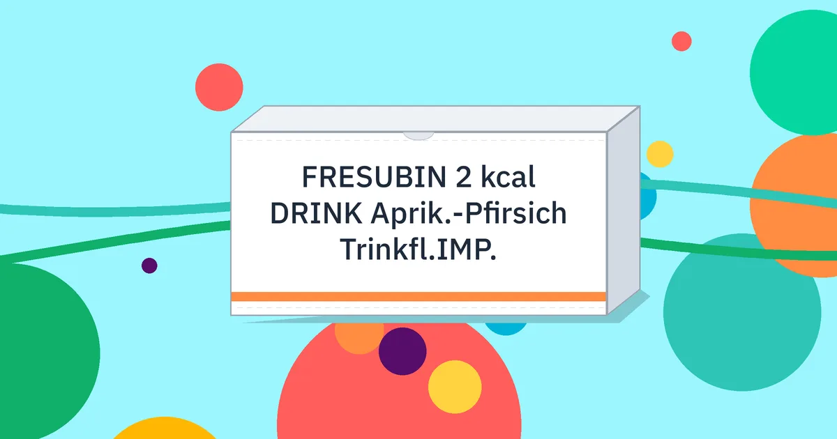 Symbolbild: Packung mit der Aufschrift FRESUBIN 2 kcal DRINK Aprik.-Pfirsich Trinkfl.IMP. (PZN 19492299) – Verfügbarkeit und Bezug in Apotheken in Frankfurt am Main