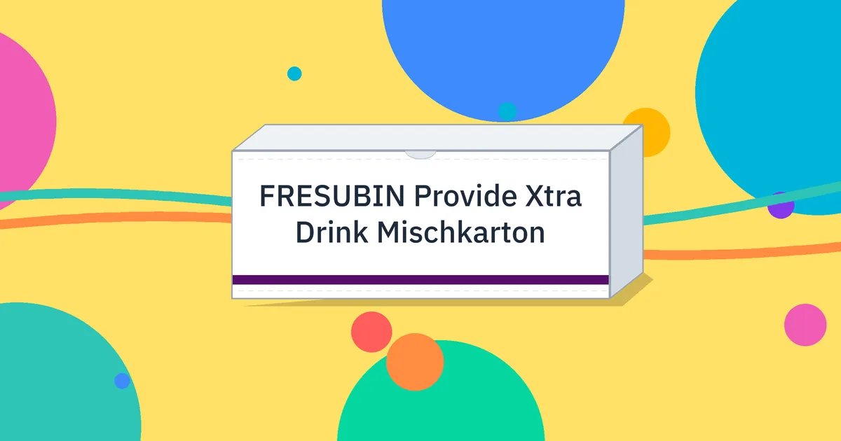Symbolbild: Packung mit der Aufschrift FRESUBIN Provide Xtra Drink Mischkarton (PZN 14145050) – Verfügbarkeit und Bezug in Apotheken in Frankfurt am Main