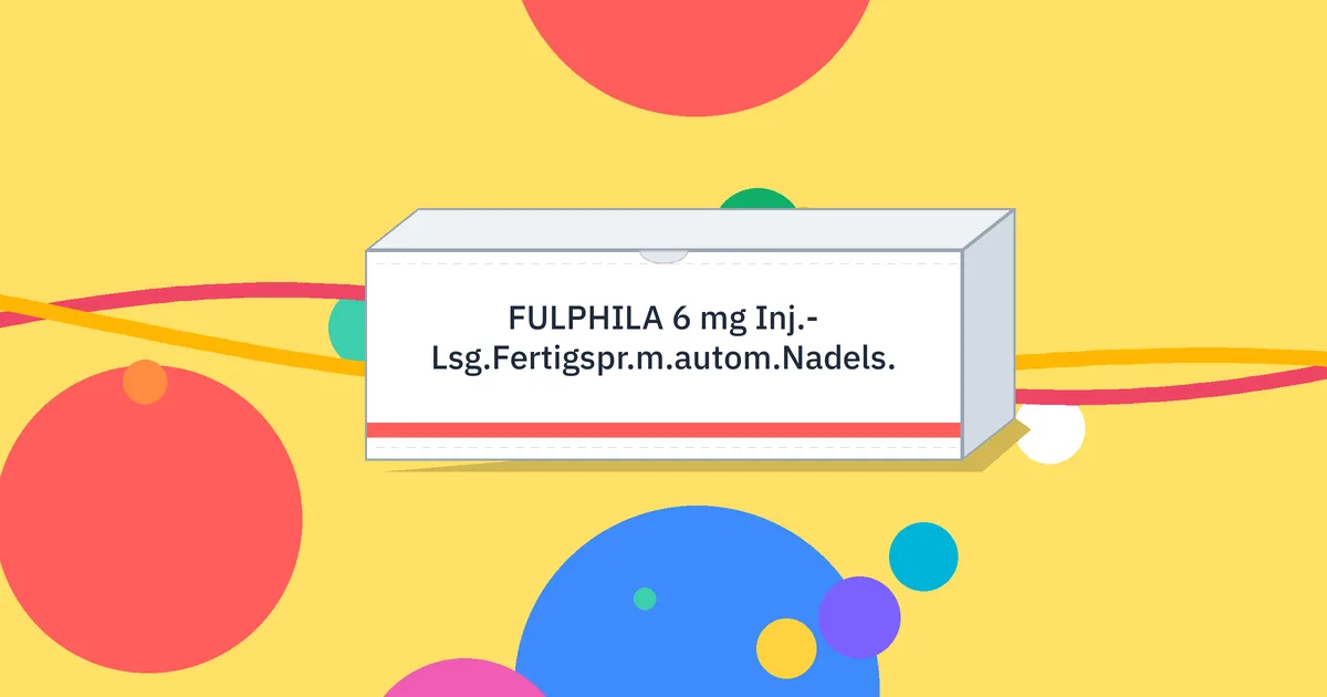 Symbolbild: Packung mit der Aufschrift FULPHILA 6 mg Inj.-Lsg.Fertigspr.m.autom.Nadels. (PZN 18032733) – Verfügbarkeit und Bezug in Apotheken in Frankfurt am Main