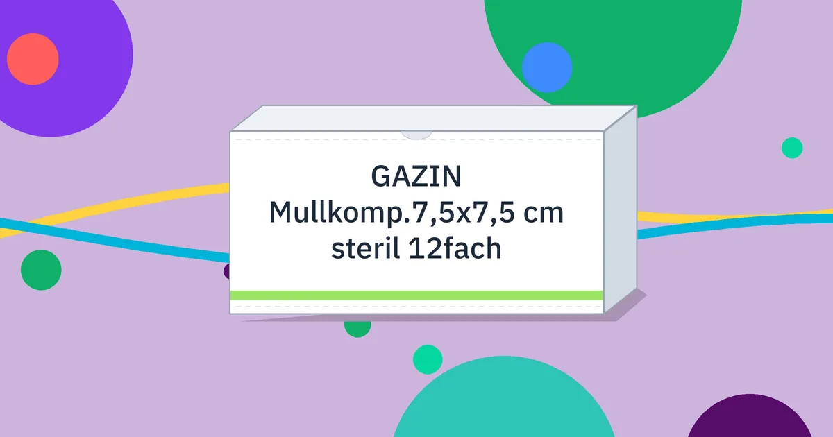 Symbolbild: Packung mit der Aufschrift GAZIN Mullkomp.7,5x7,5 cm steril 12fach (PZN 01511694) – Verfügbarkeit und Bezug in Apotheken in Frankfurt am Main